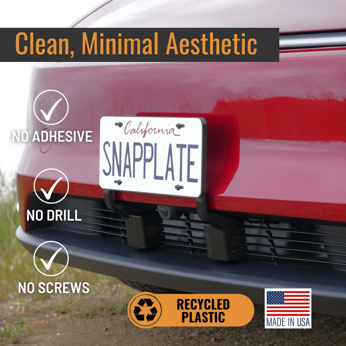 Tesla Model Y Standard SNAPPLATE Front License Plate Mount, Removable,