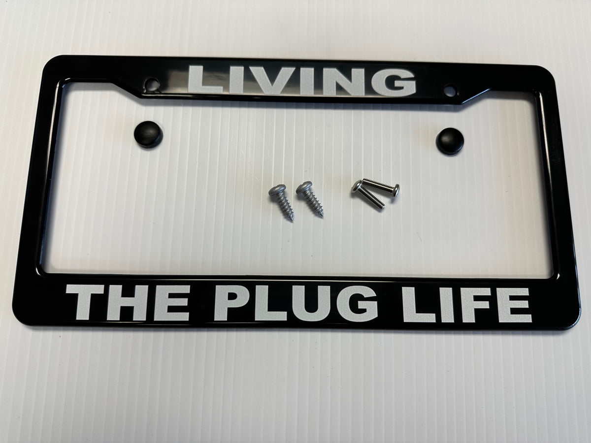 Chevy Bolt EV, EUV Black ABS License Plate Frame with lettering "Livin