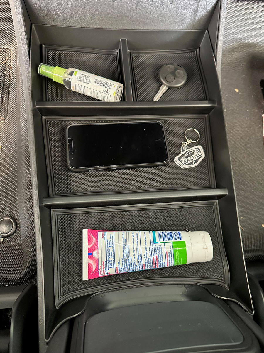 Front Lower Console Insert Storage Tray, 4 Compartment for Rivian R1T,