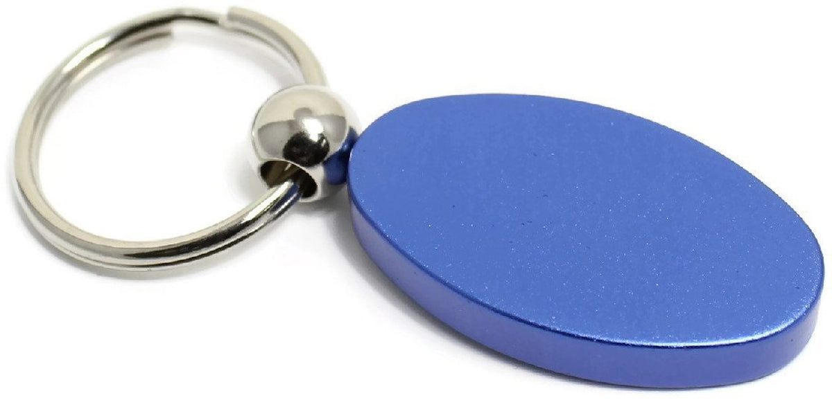 Chevrolet Volt Key Chain, Blue Aluminum Oval with Logo